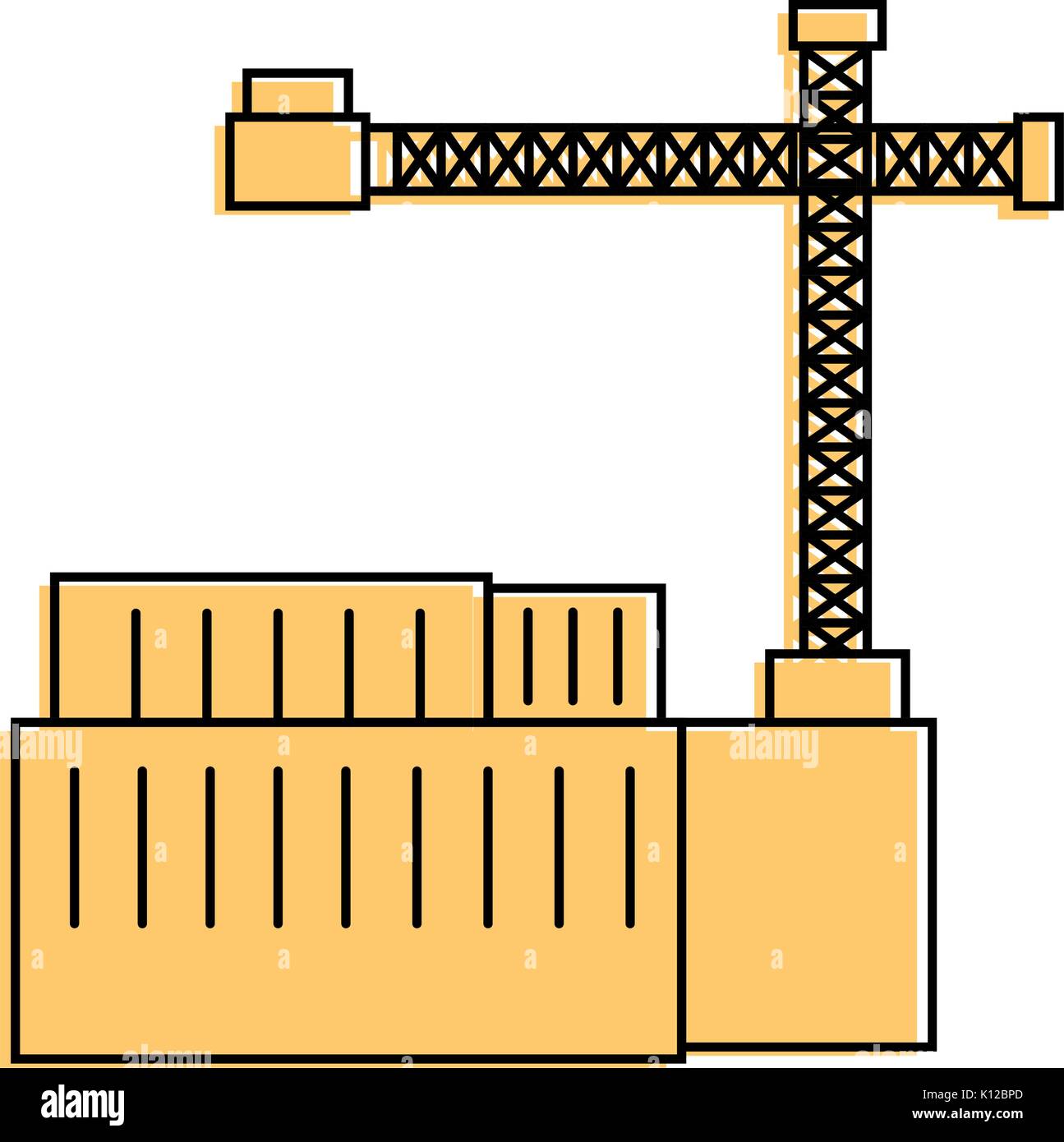 containers and industrial crane icon over white background vector ...