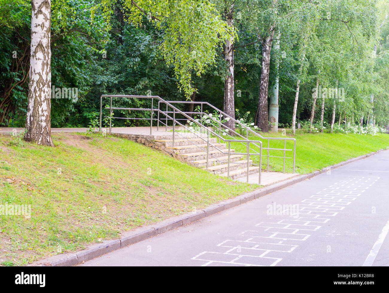 modern staircase in the summer park. background, nature Stock Photo - Alamy