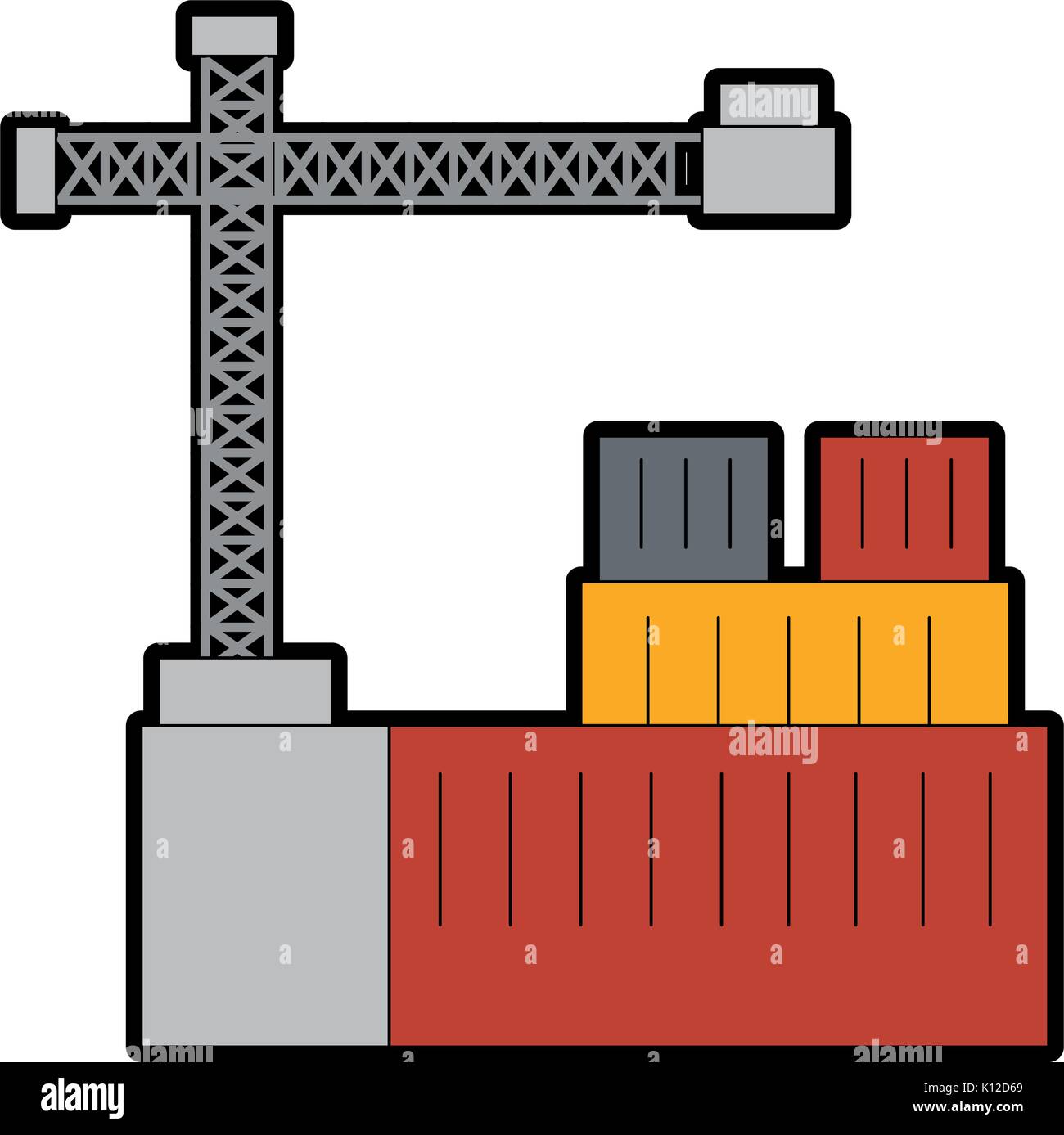 containers and industrial crane icon over white background vector ...