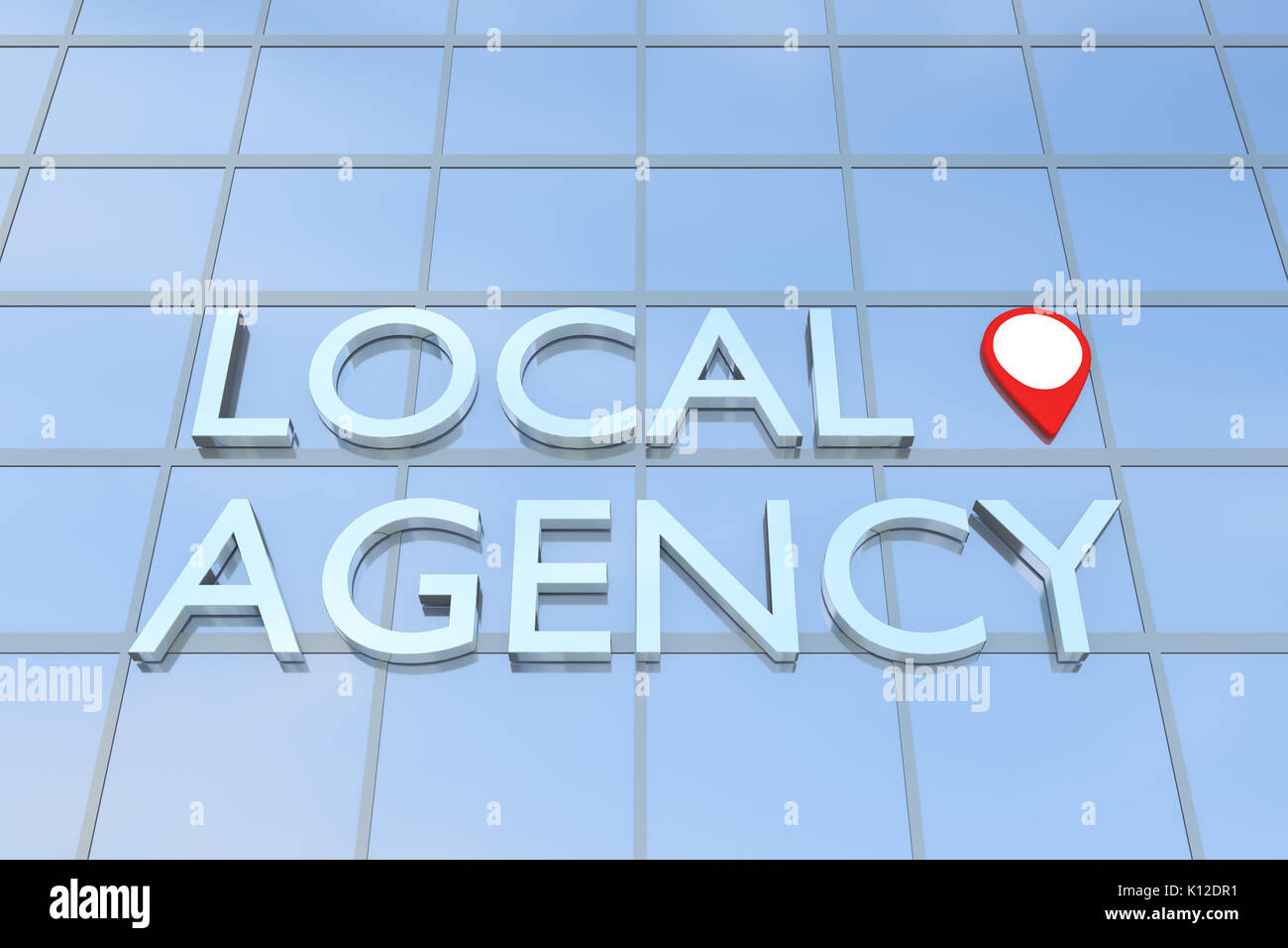 3D illustration of office building with the script "LOCAL AGENCY" with ...