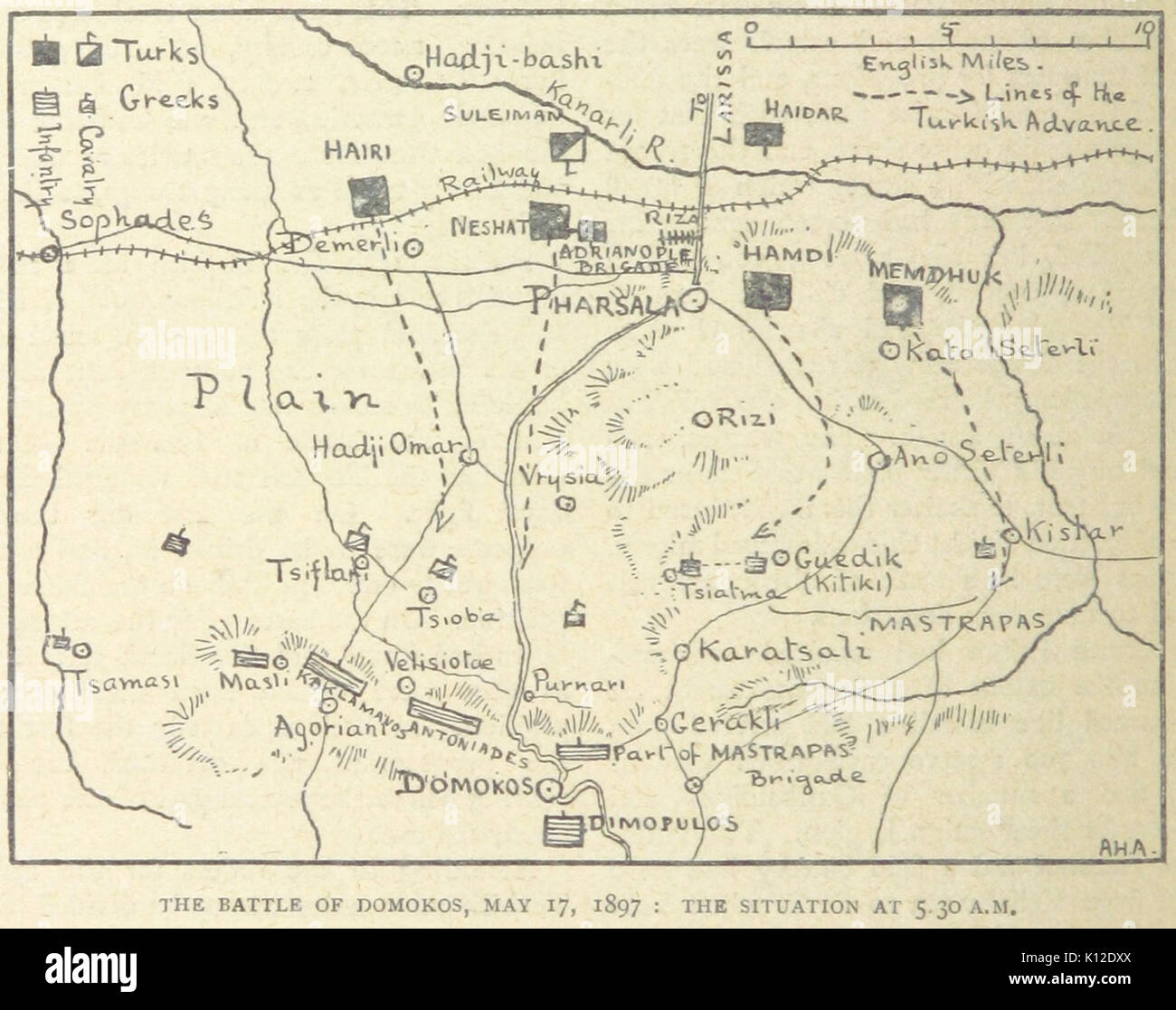 Battle of Domokos map Stock Photo - Alamy