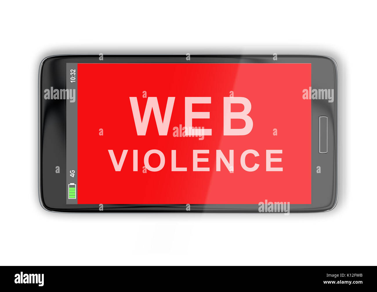 3D illustration of "WEB VIOLENCE" title on cellular screen, isolated on ...