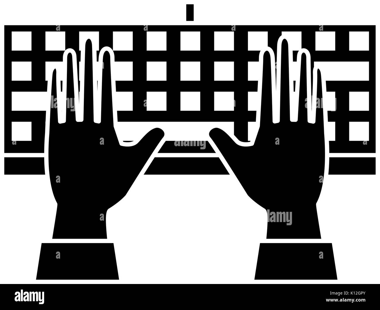 hands and keyboard device icon over white background vector ...