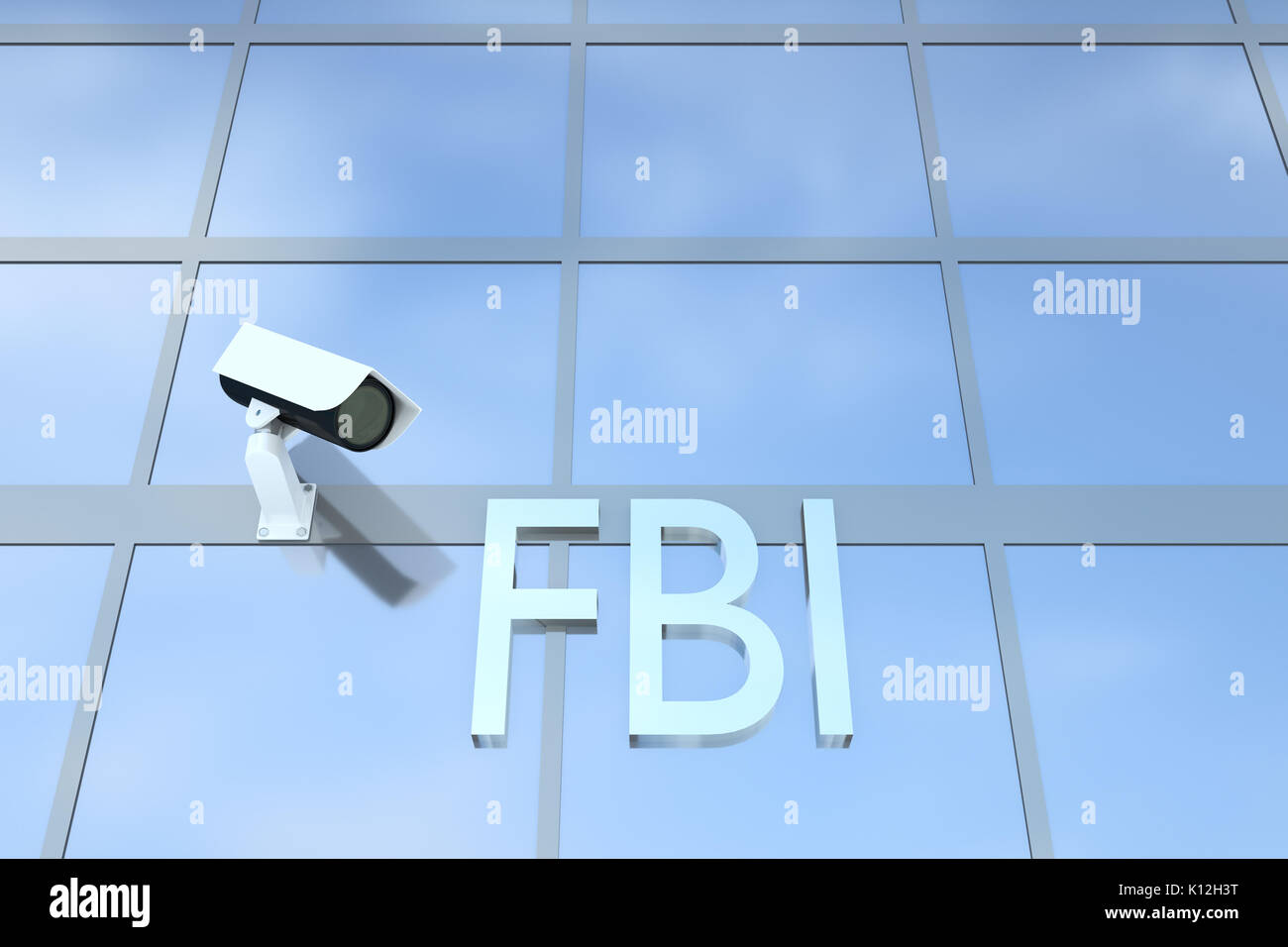 3D illustration of office building with the script "FBI" under a ...