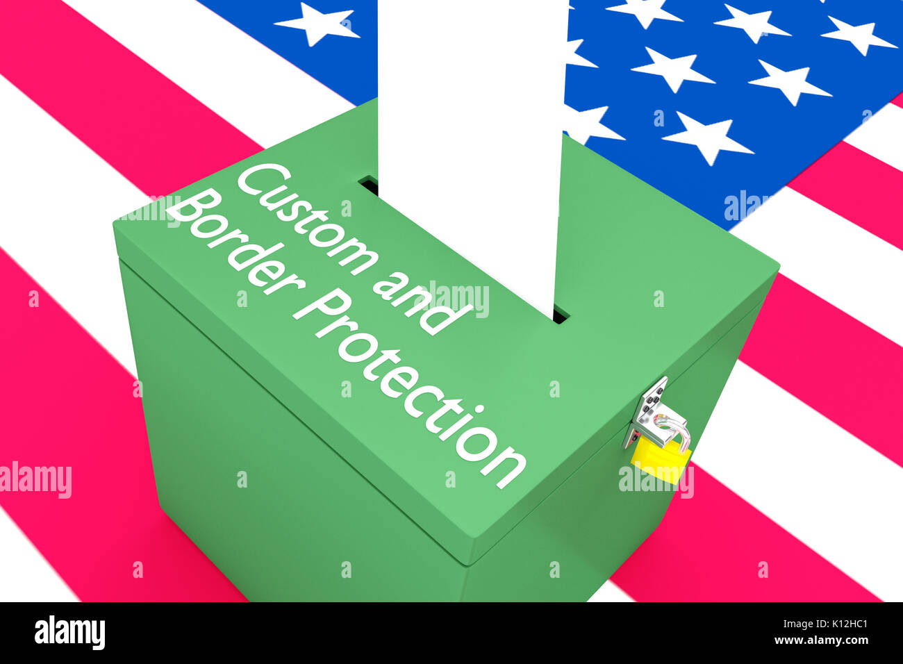 3D illustration of "Customs and Border Protection" script on a ballot ...
