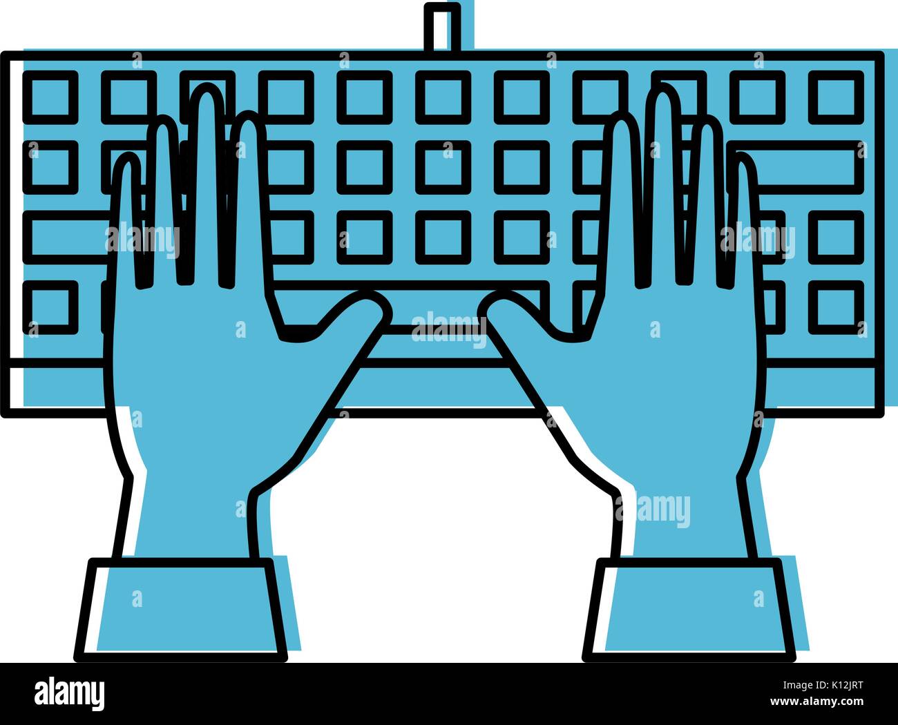 hands and keyboard device icon over white background vector ...