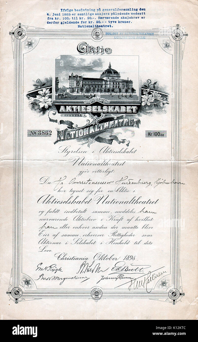AS Nationaltheatret 100 Nkr 1898 Stock Photo Alamy AS Nationaltheatret 100 Nkr 1898 Stock Photo Alamy