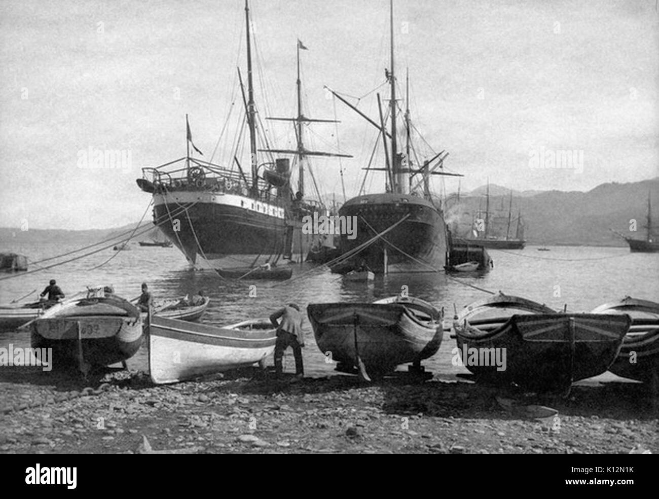 Baku sea port 1890 Stock Photo - Alamy