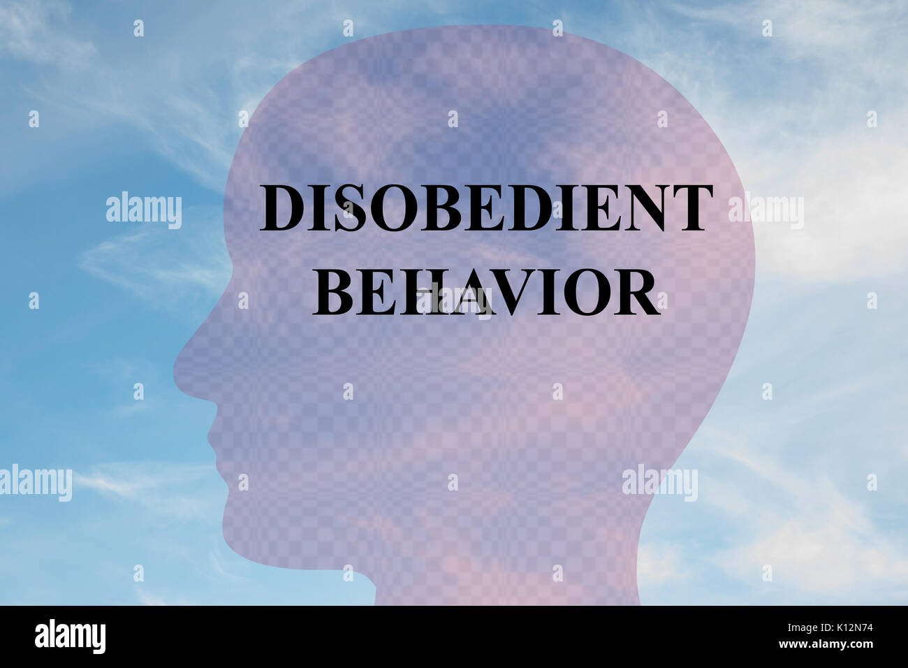 Render illustration of "DISOBEDIENT BEHAVIOR" title on head silhouette ...