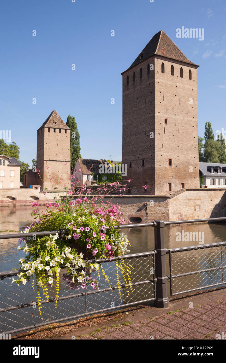 Towers at the Ponts Couverts bridge, Strasbourg, Alsace, France, Europe ...