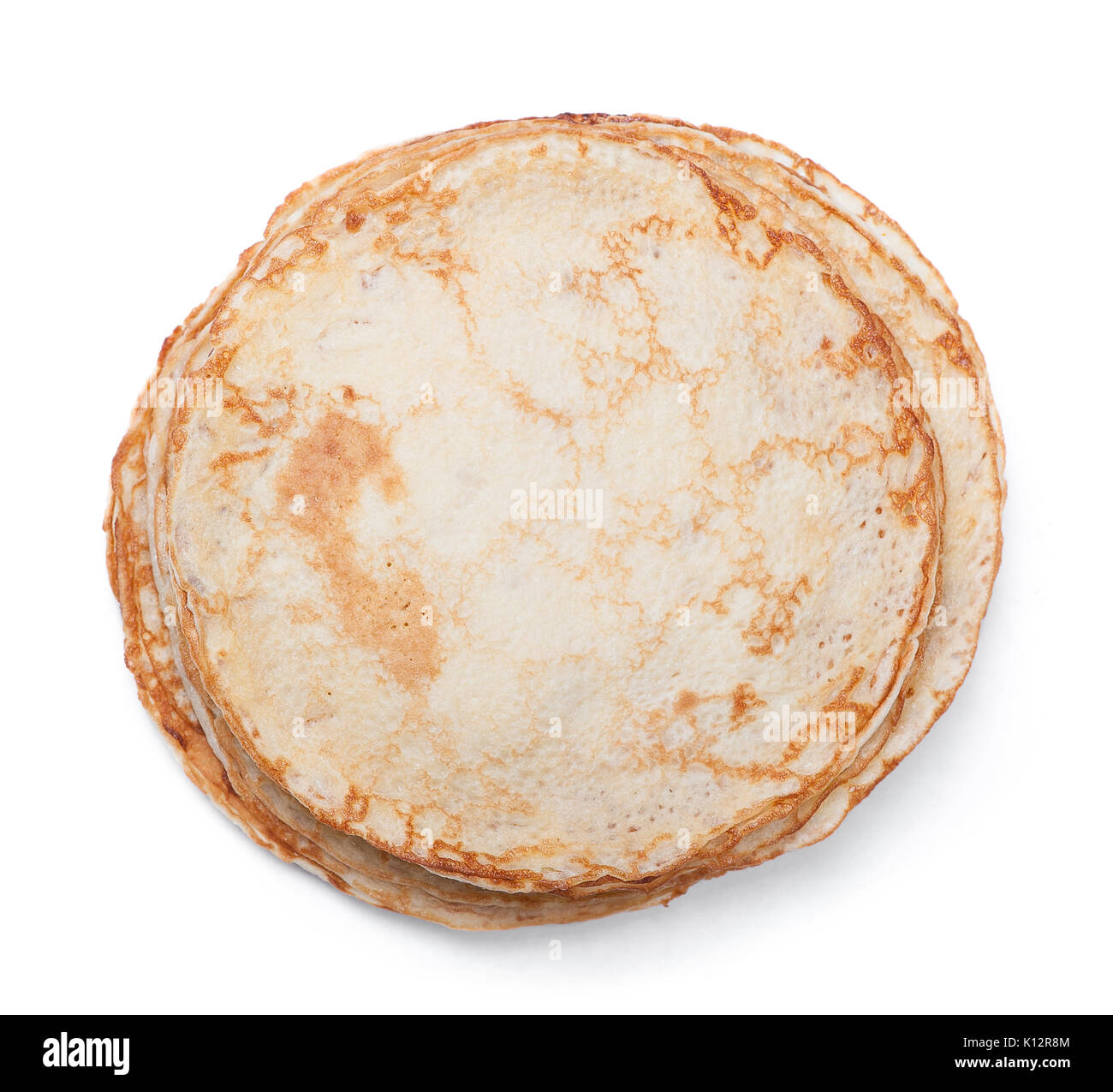Stack of thin pancakes isolated on white Stock Photo - Alamy