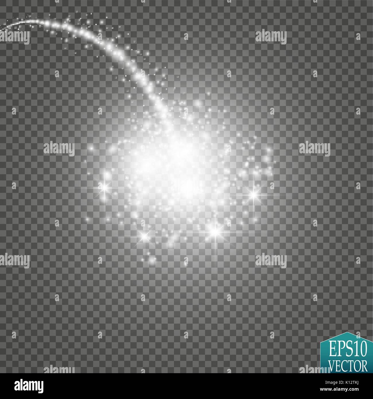 A bright comet with large dust. Falling Star. Glow light effect. Vector ...