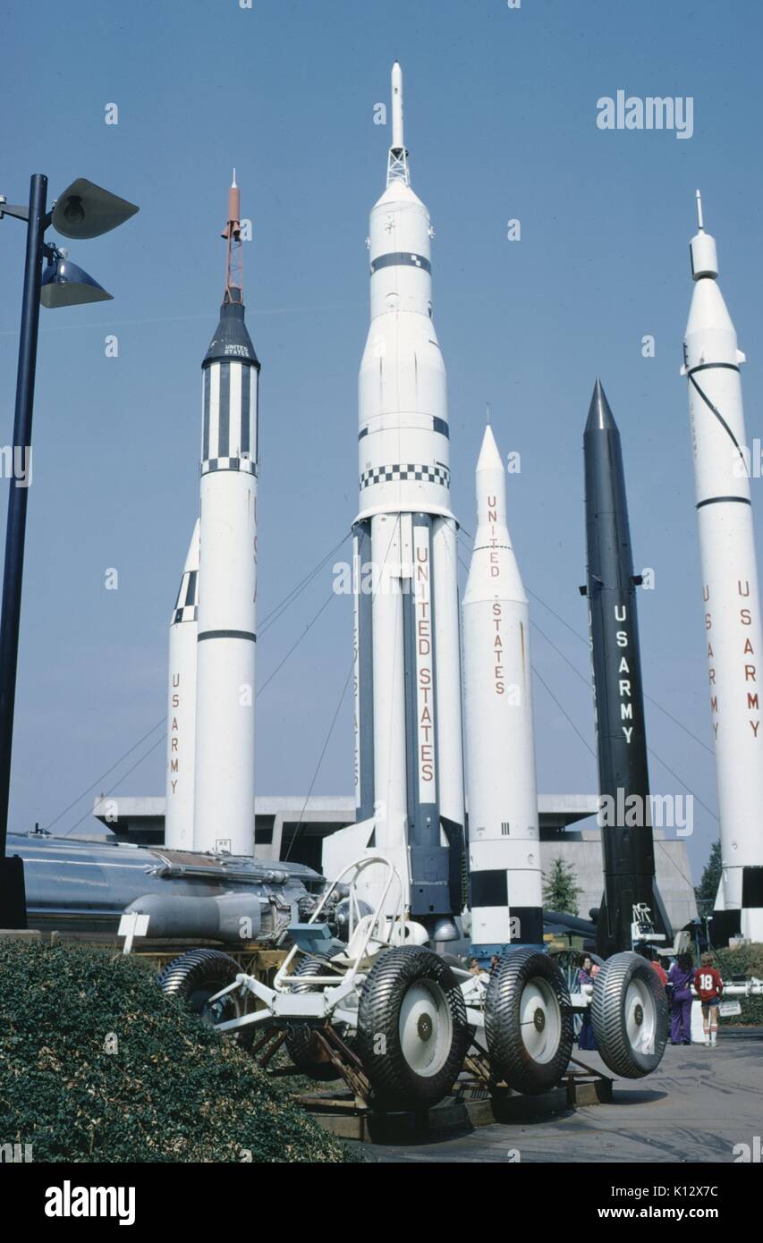 Array of vehicle mounted missiles, with insignia reading US Army, a ...