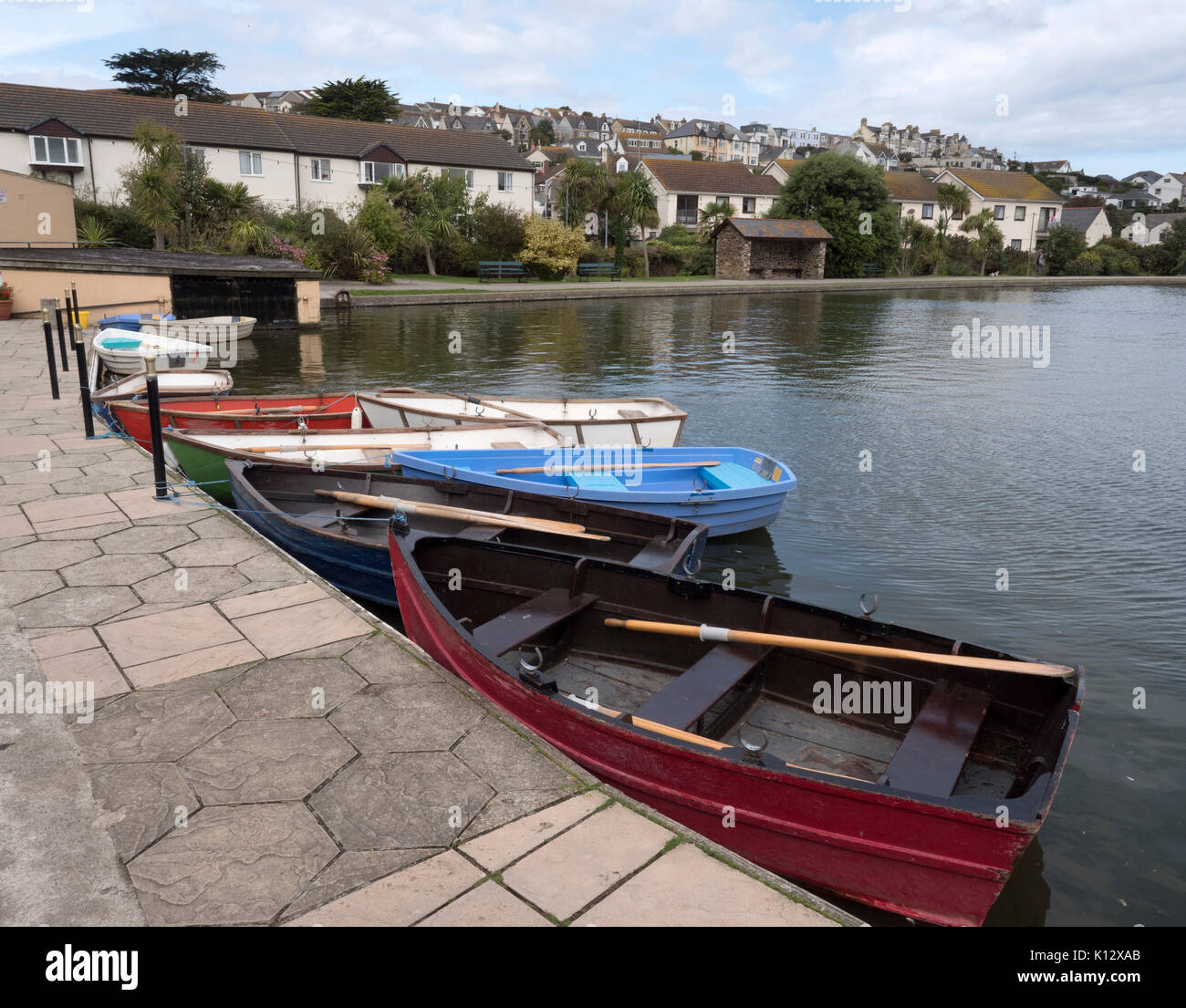 Perranporth Boating Lake, Perranporth, Cornwall, England, UK Stock ...