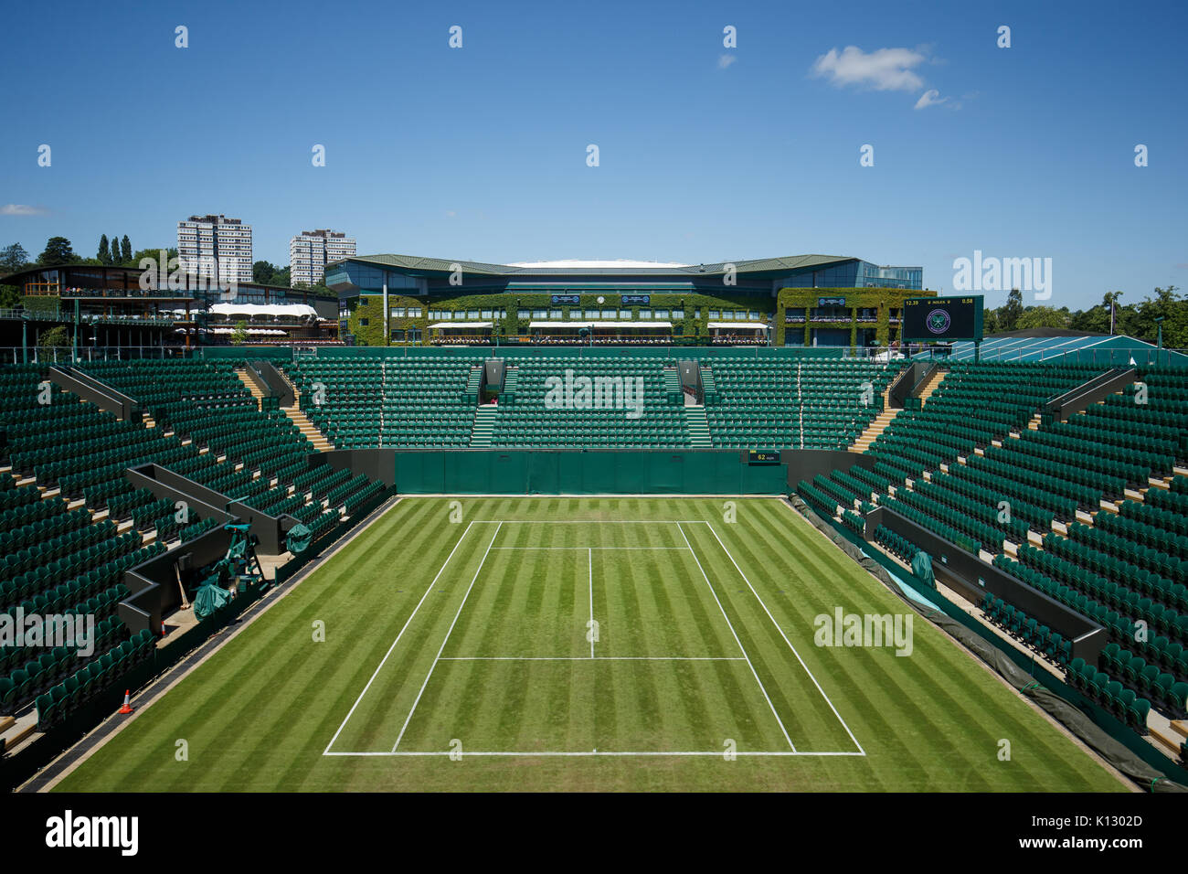 General view from Court 2 of Centre Court at the Wimbledon ...