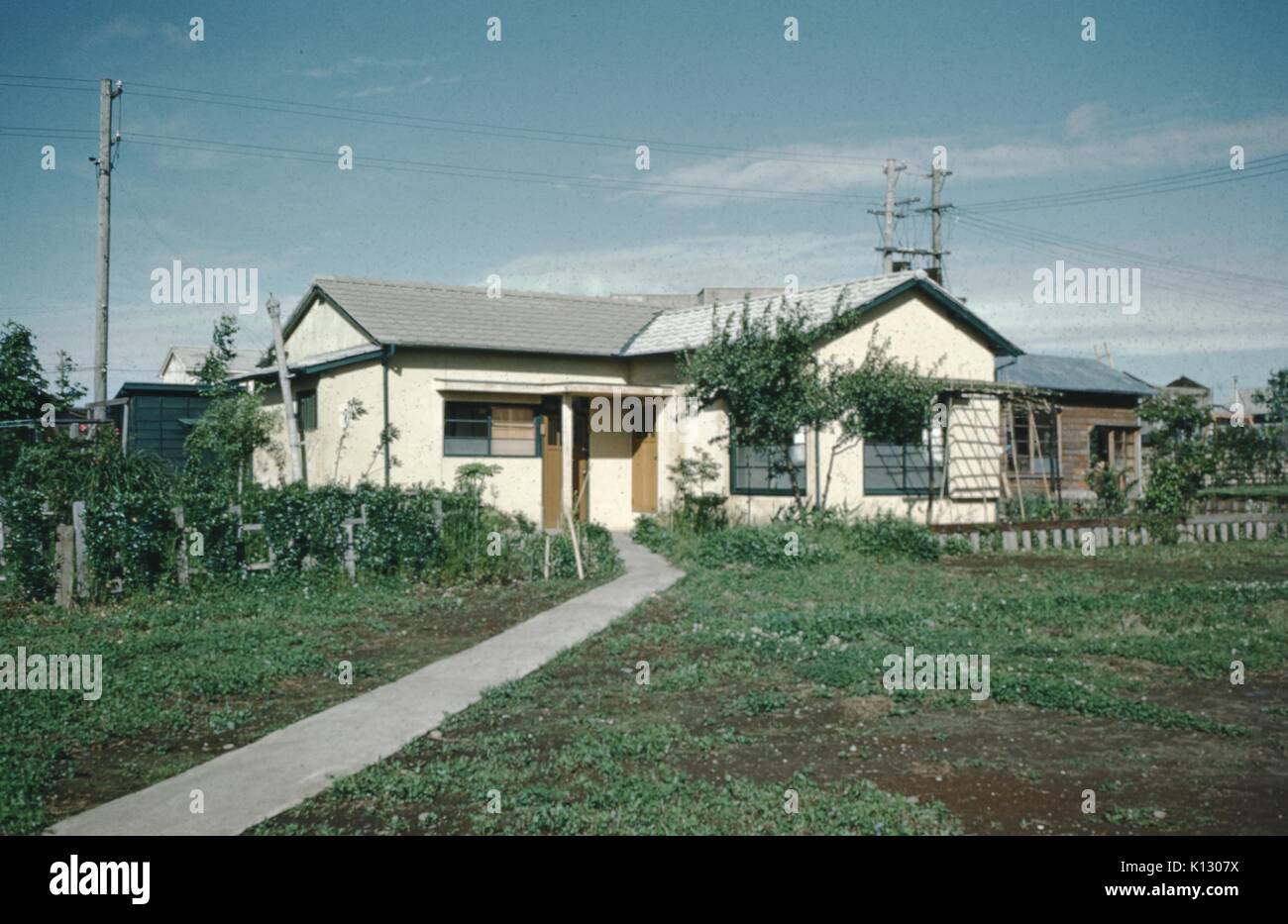 Small ranch style home in a missionary compound, Japan, 1952 Stock ...