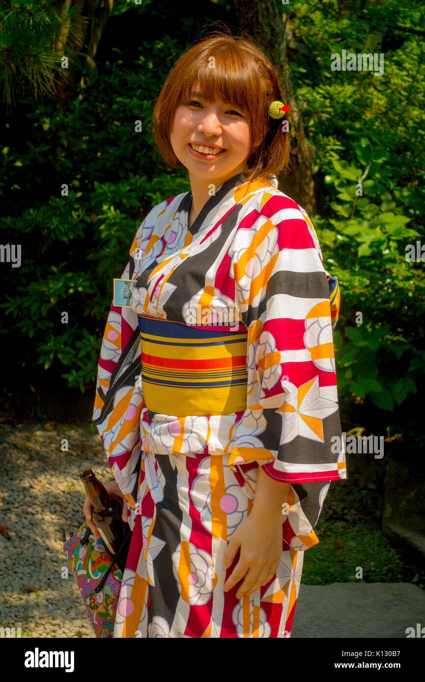 TOKYO, JAPAN JUNE 28 - 2017: Unidentified woman wearing a typical ...