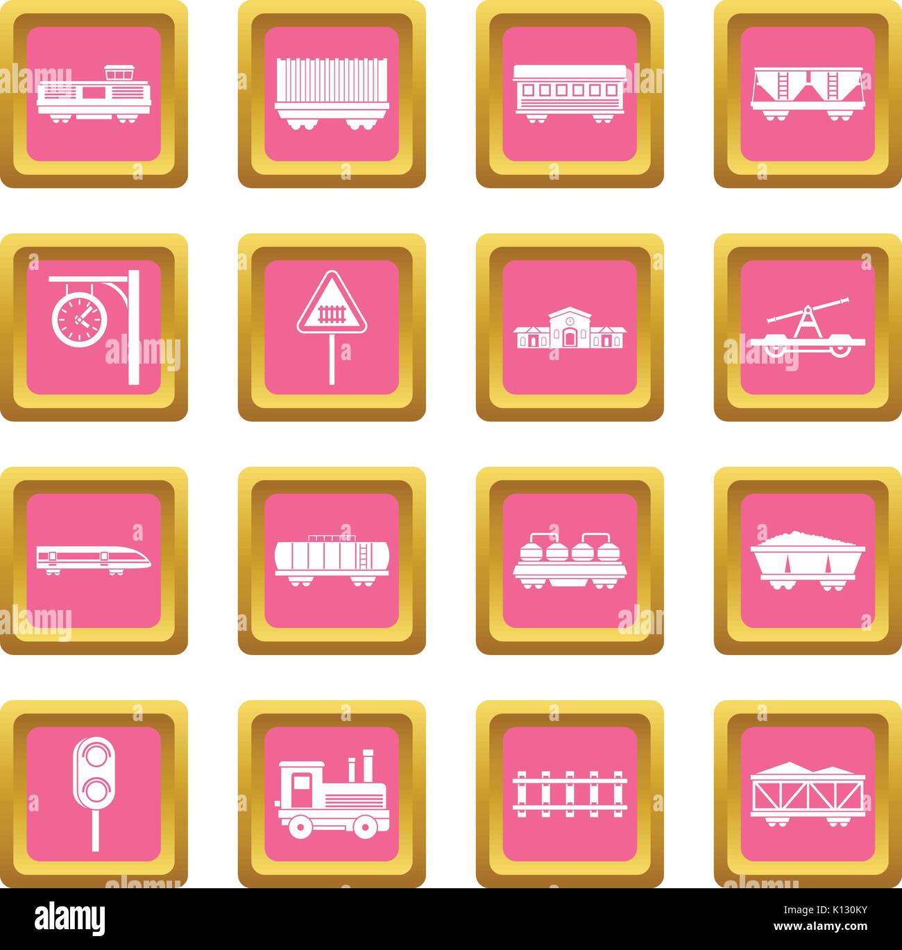 Railway icons pink Stock Vector Image & Art - Alamy