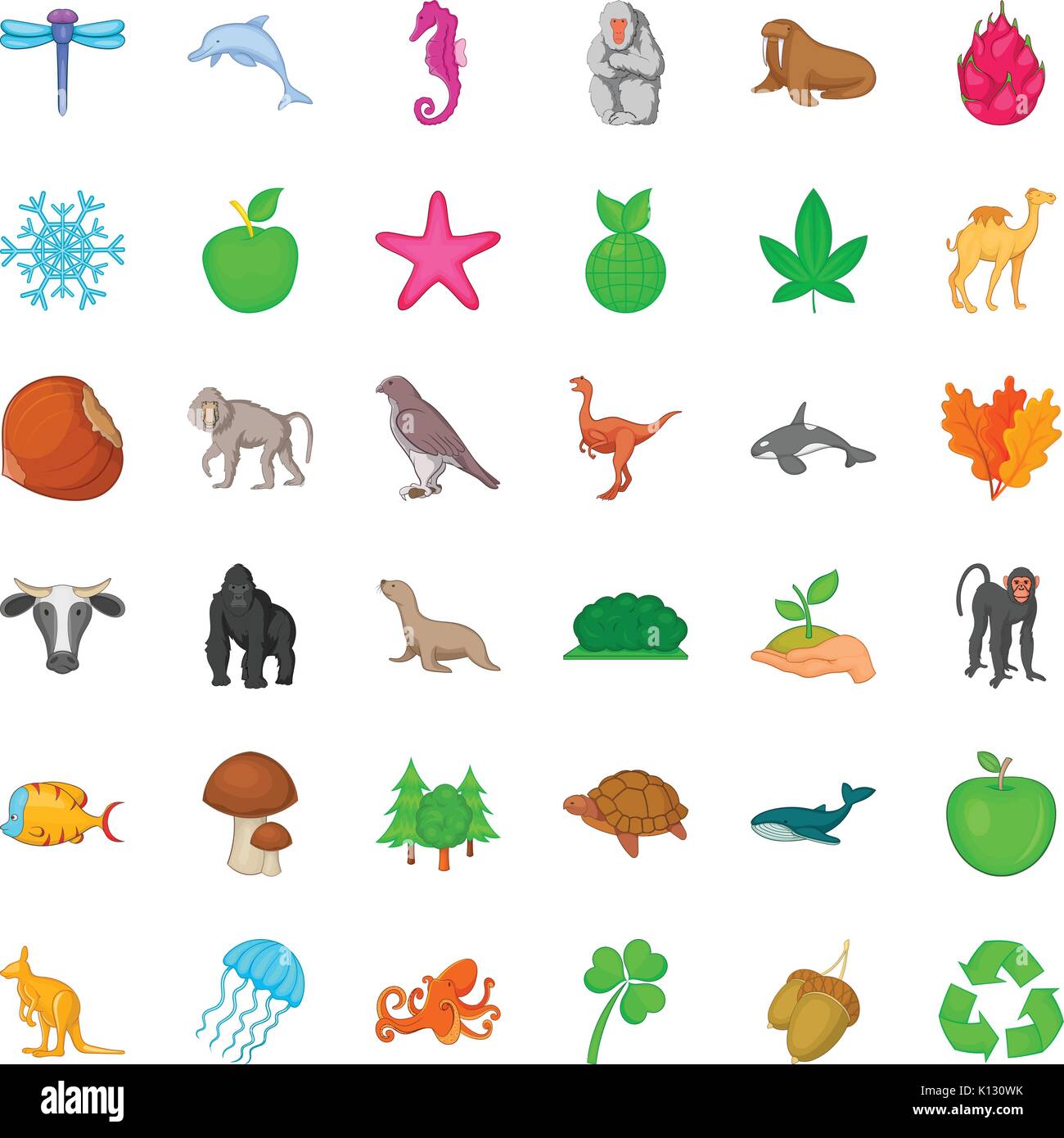 Green plant icons set, cartoon style Stock Vector Image & Art - Alamy