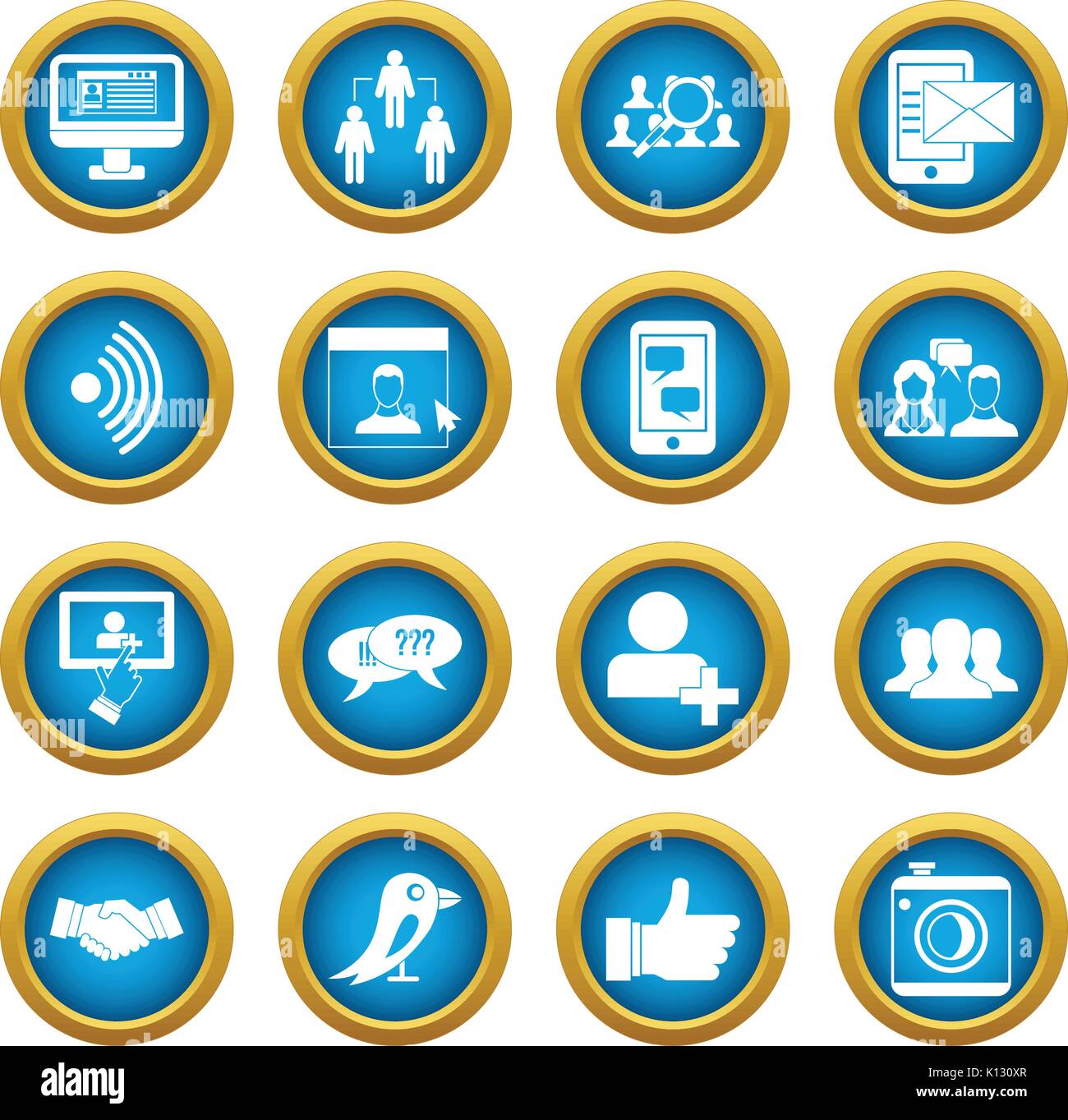 Social network icons blue circle set Stock Vector Image & Art - Alamy