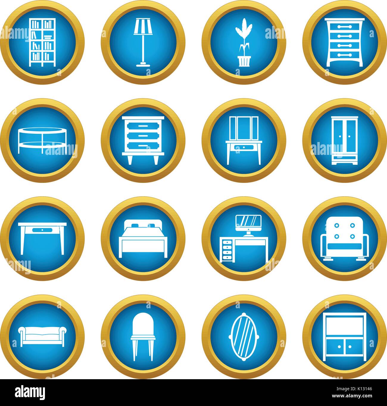 Furniture icons blue circle set Stock Vector Image & Art - Alamy