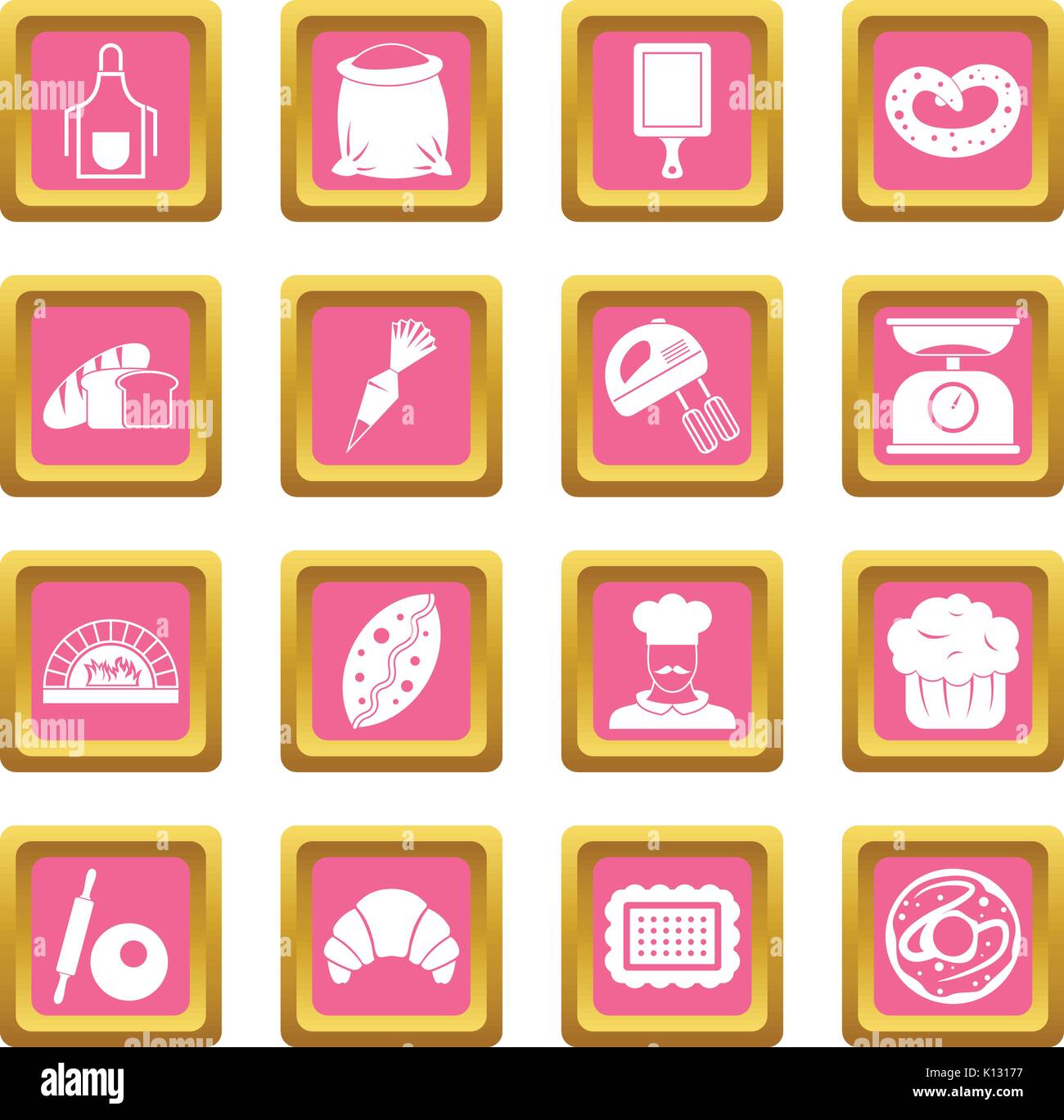 Bakery icons pink Stock Vector Image & Art - Alamy