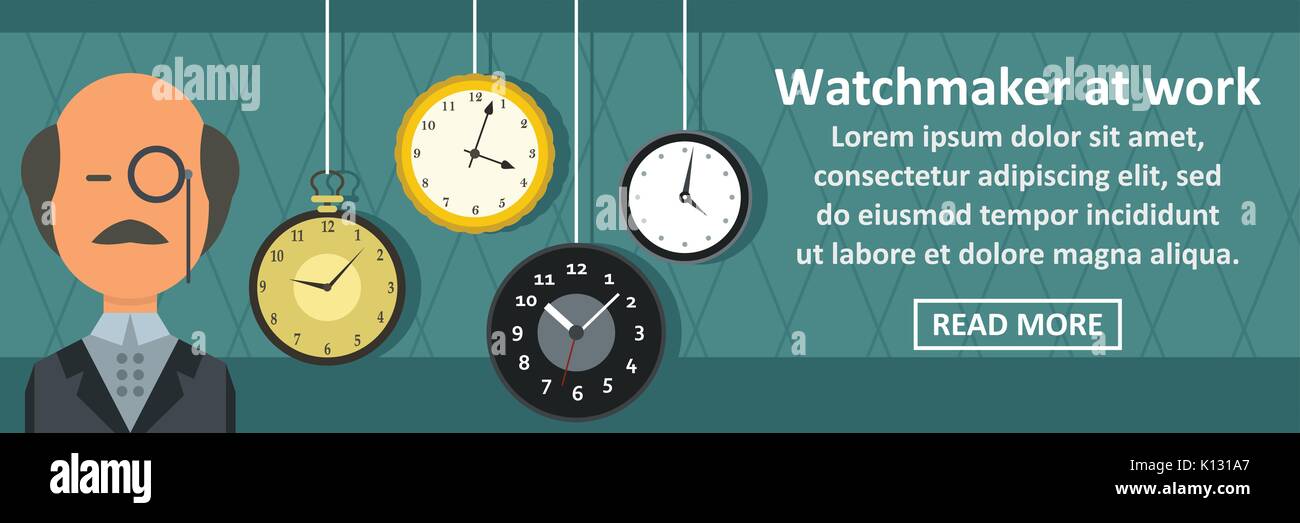 Watchmaker at work banner horizontal concept Stock Vector Image & Art ...
