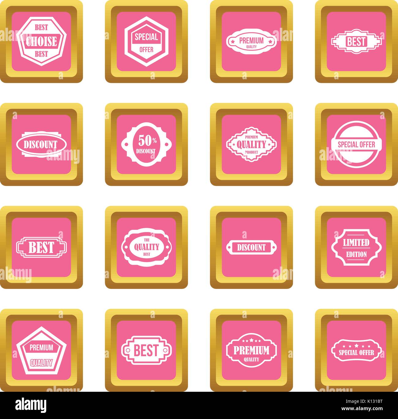 Golden labels icons pink Stock Vector Image & Art - Alamy