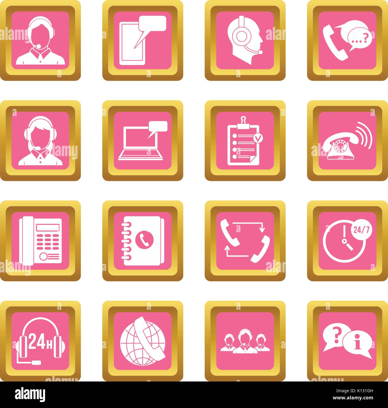 Call center symbols icons pink Stock Vector Image & Art - Alamy