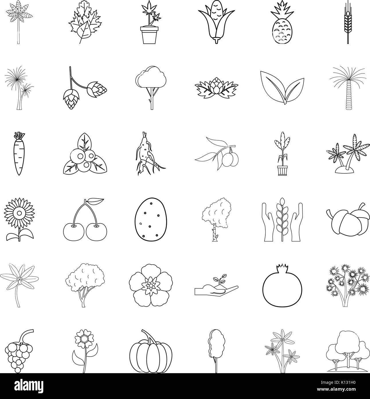 Tree icons set, outline style Stock Vector Image & Art - Alamy