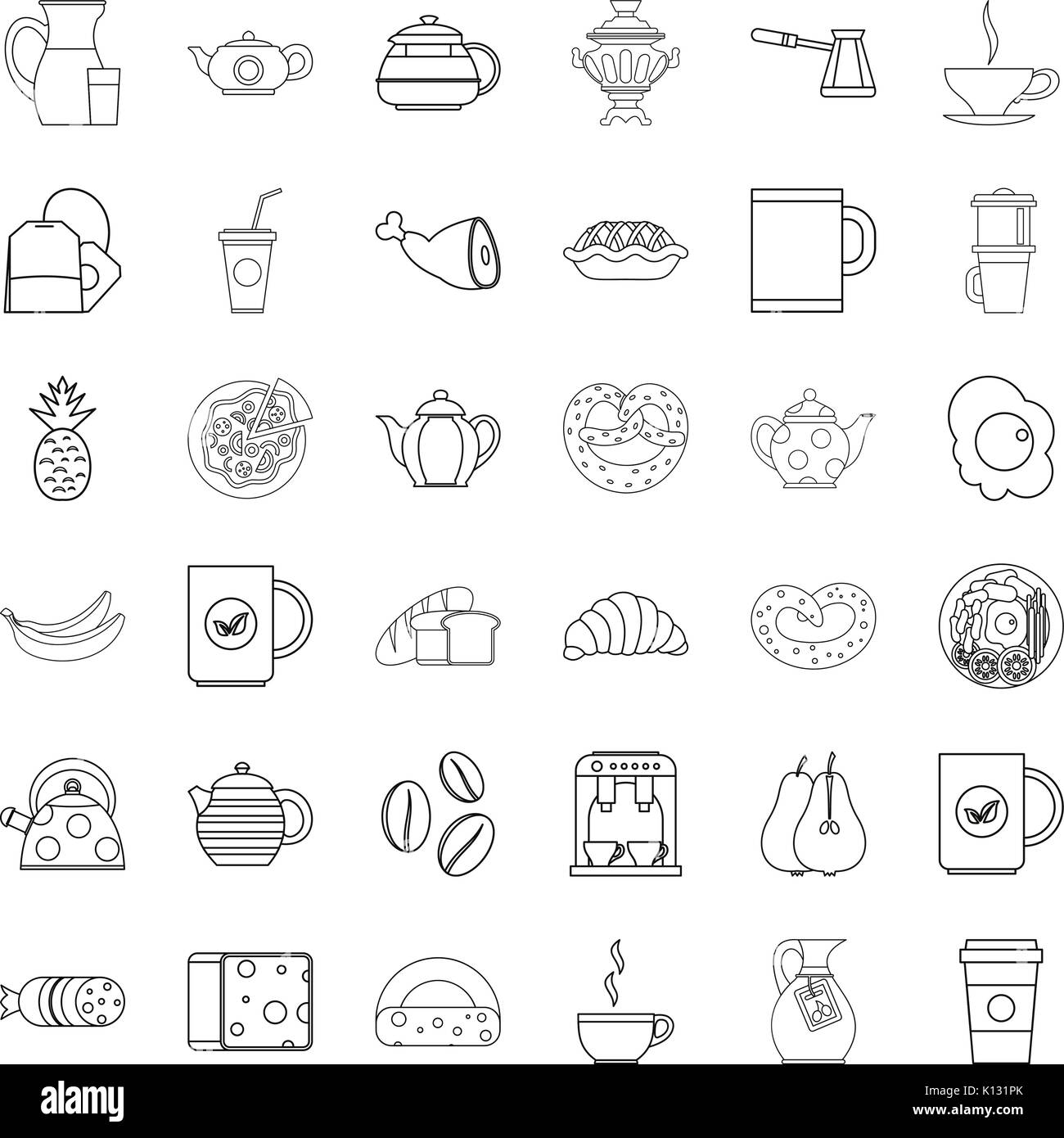Hot tea icons set, outline style Stock Vector Image & Art - Alamy