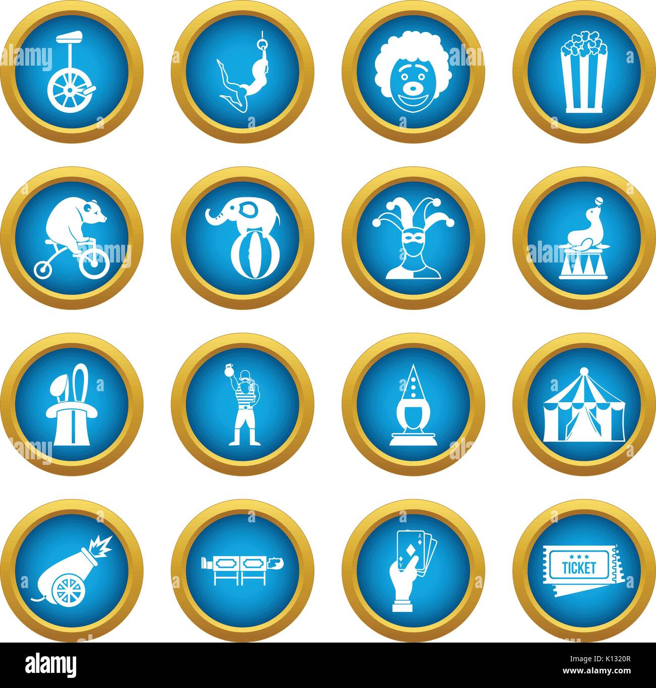 Circus entertainment icons blue circle set Stock Vector Image & Art - Alamy