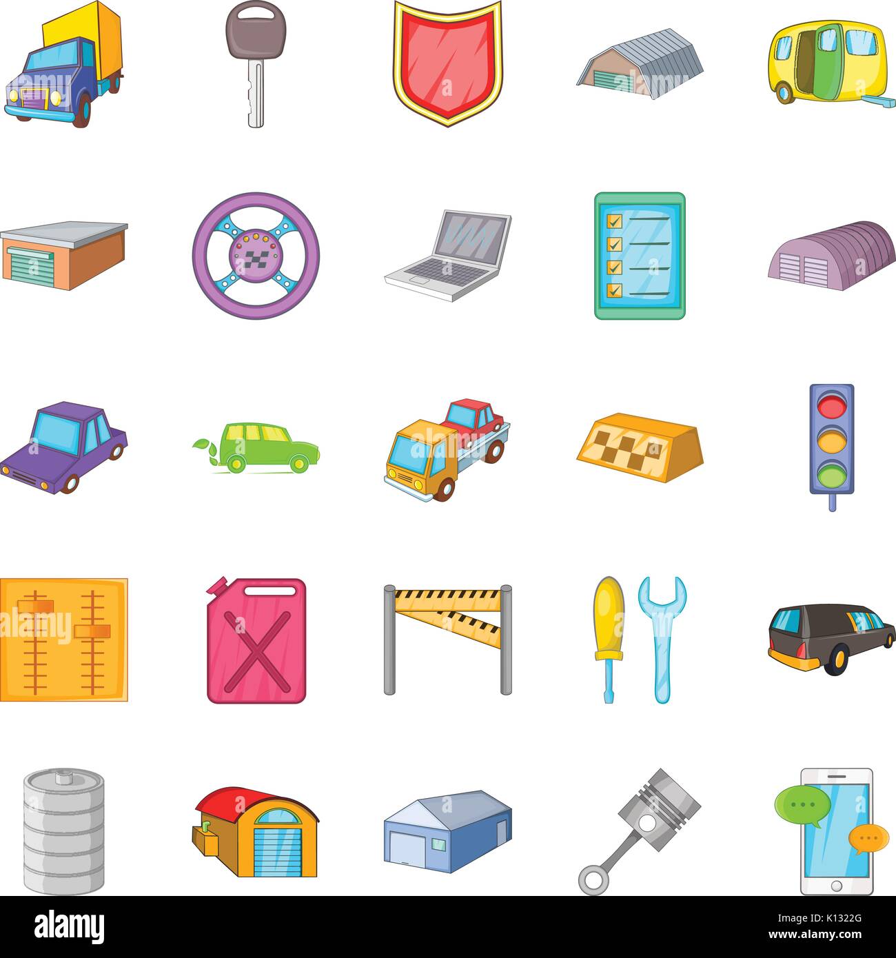 Garage icons set, cartoon style Stock Vector Image & Art - Alamy