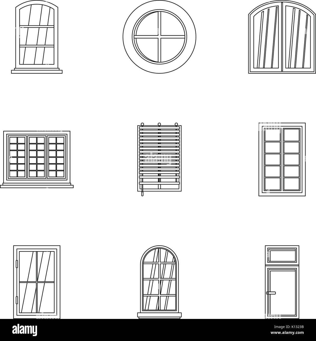 House window icon set, outline style Stock Vector Image & Art - Alamy