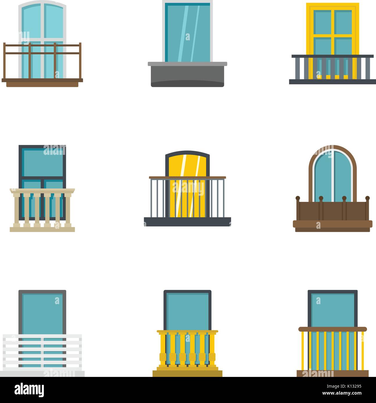 Exterior balcony icon set, flat style Stock Vector Image & Art - Alamy