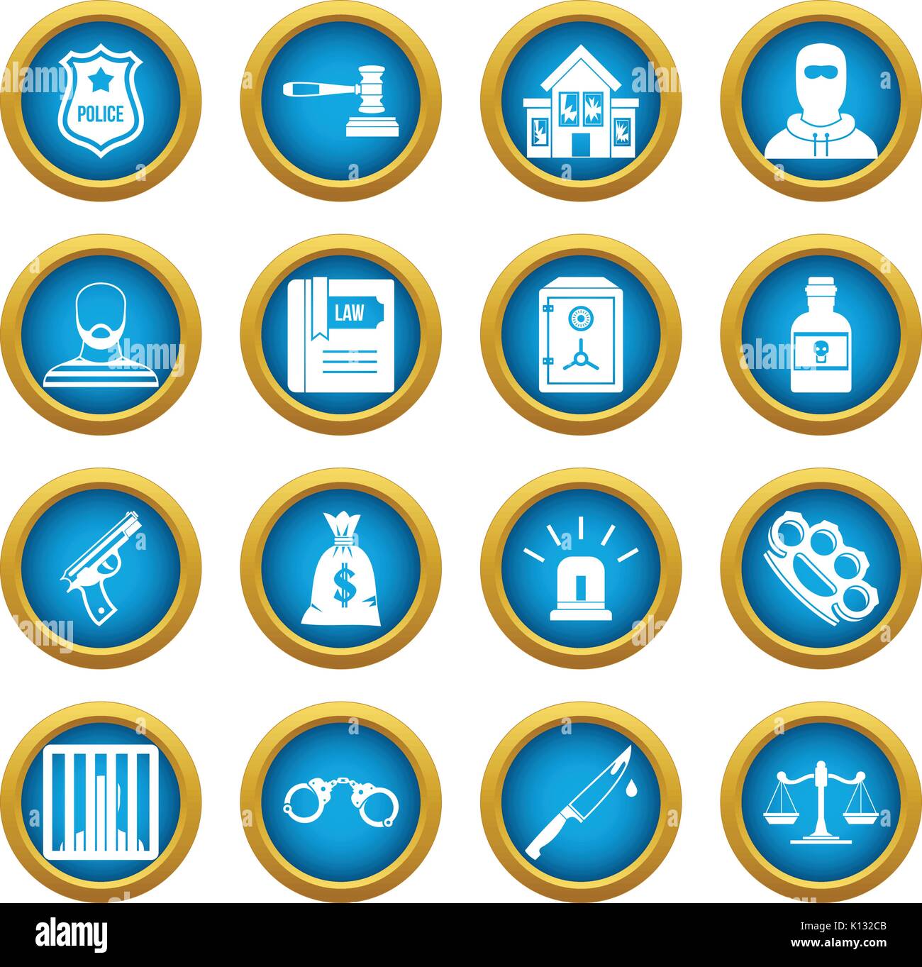Crime and punishment icons blue circle set Stock Vector Image & Art - Alamy