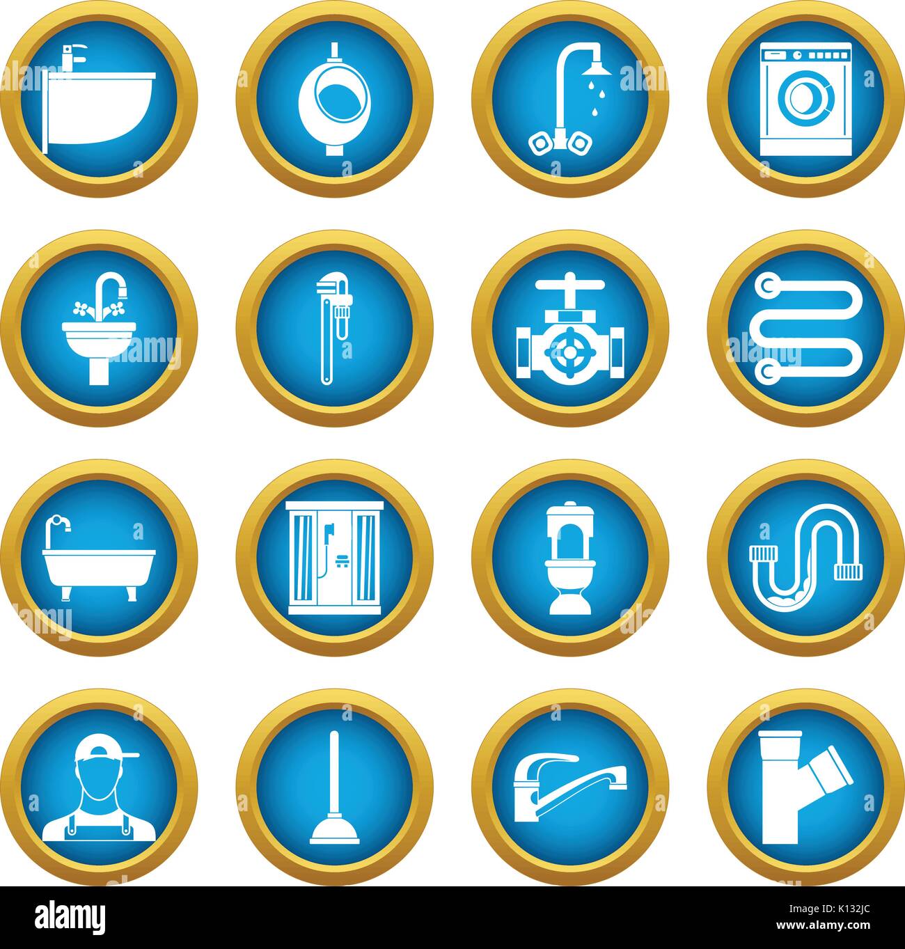 Plumbing icons blue circle set Stock Vector Image & Art - Alamy