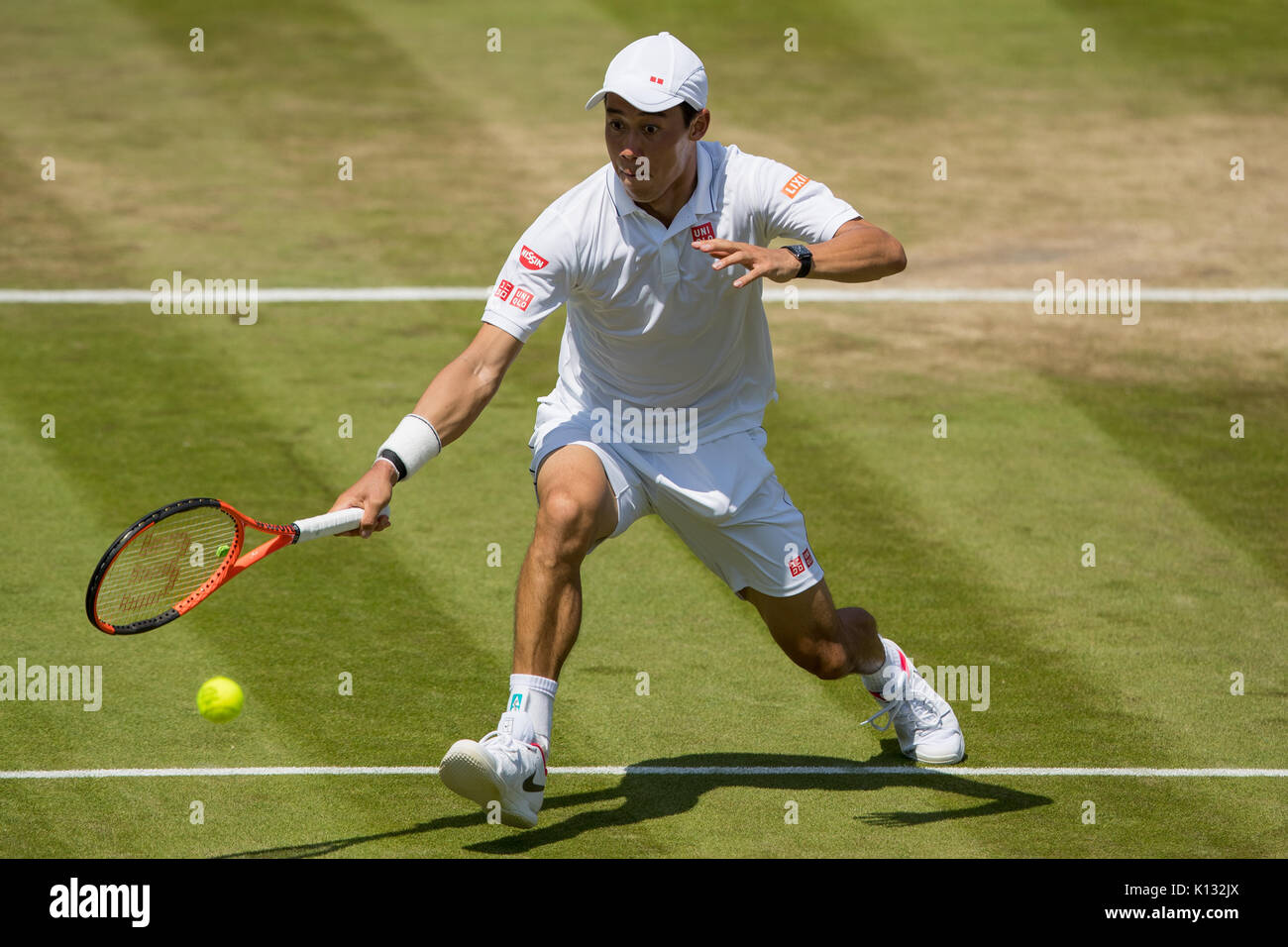 Kei Nishikori of Japan at the Gentlemen's Singles - Wimbledon ...