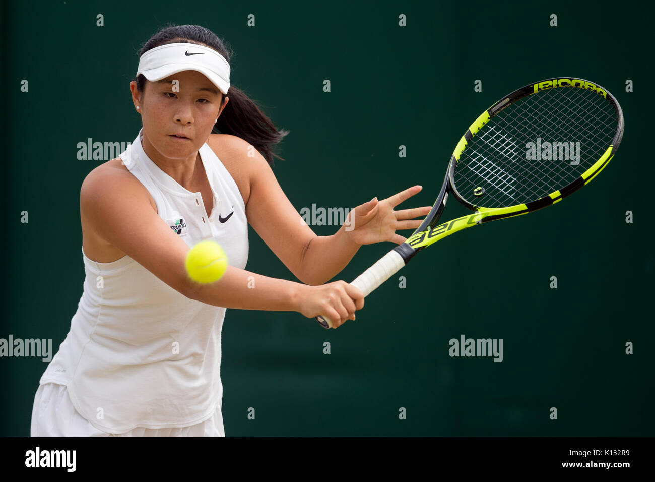 Ayumi Miyamoto of Japan at the Girl's Singles - Wimbledon Championships ...