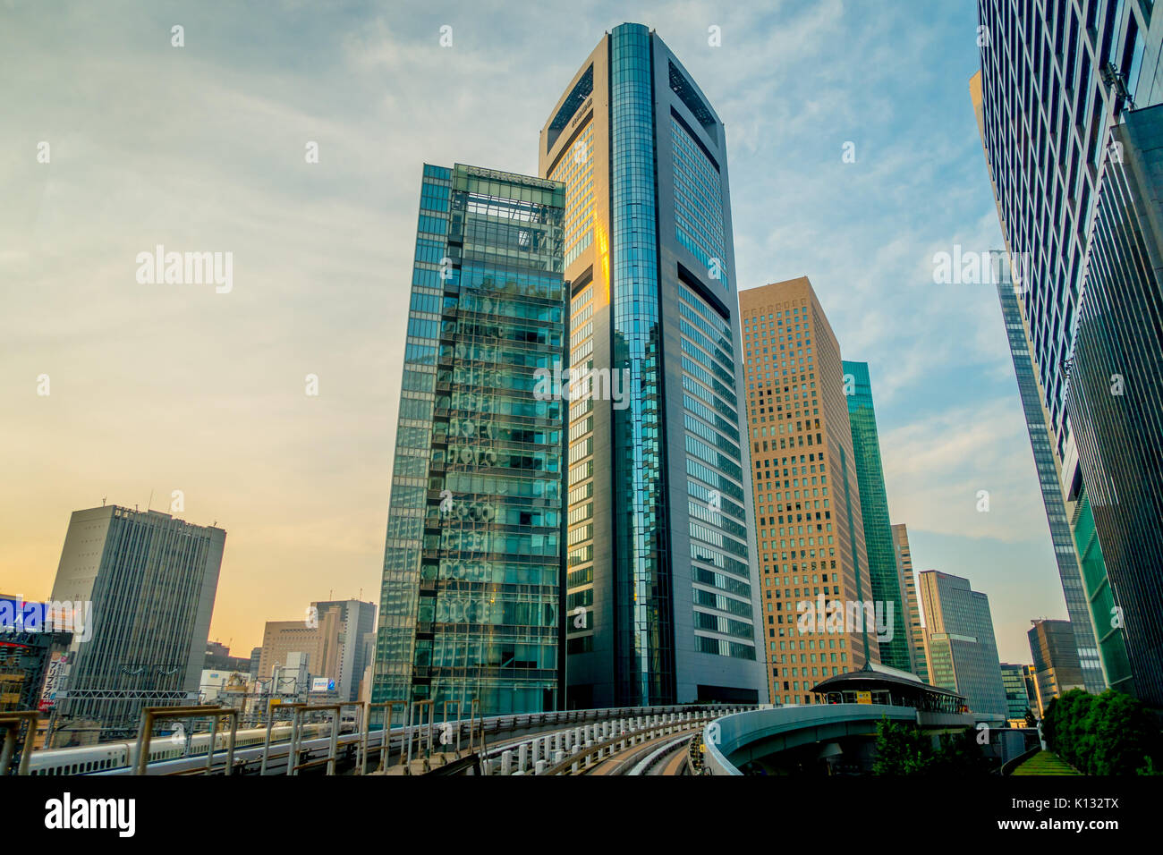 TOKYO, JAPAN JUNE 28 - 2017: Scenery of a train traveling on the ...