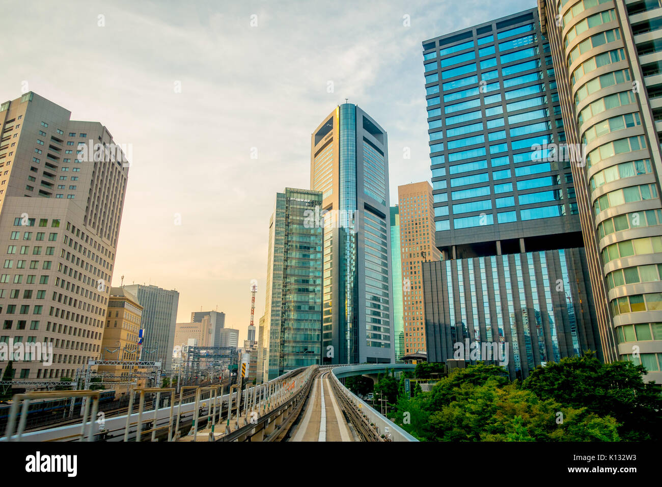 TOKYO, JAPAN JUNE 28 - 2017: Scenery of a train traveling on the ...