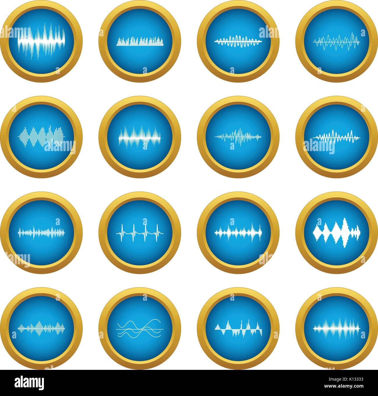 Sound wave icons blue circle set Stock Vector Image & Art - Alamy