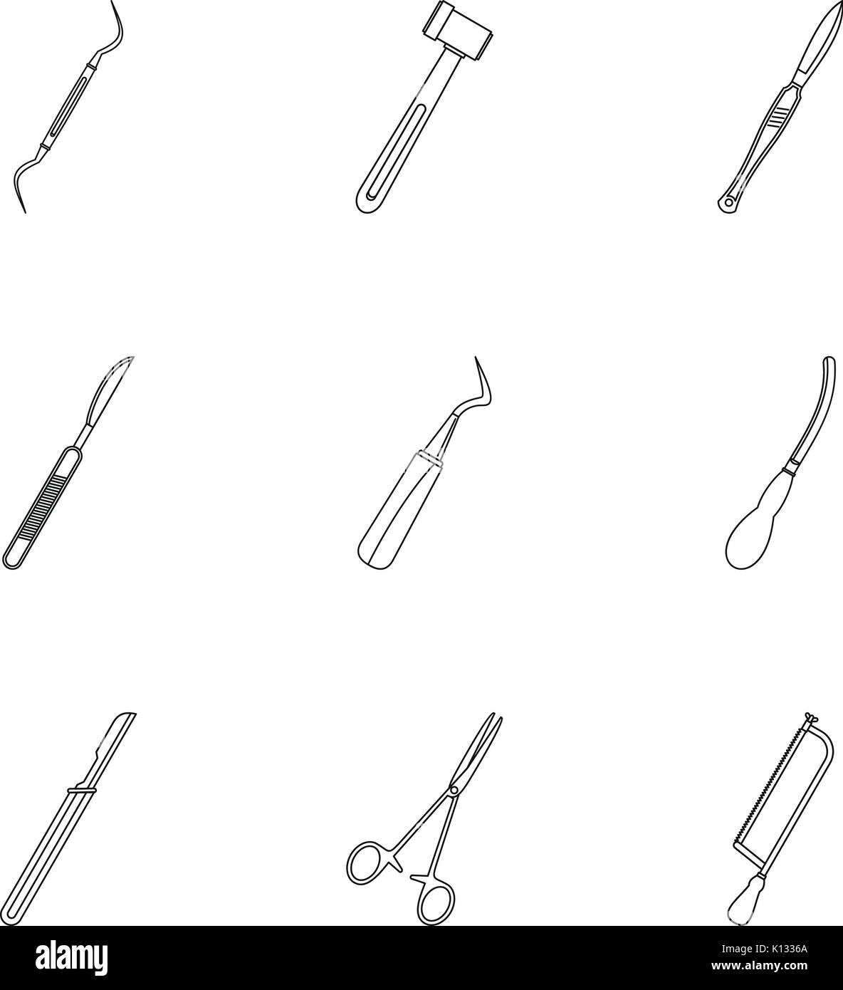 Operation surgery accessory icon set, outline style Stock Vector Image ...