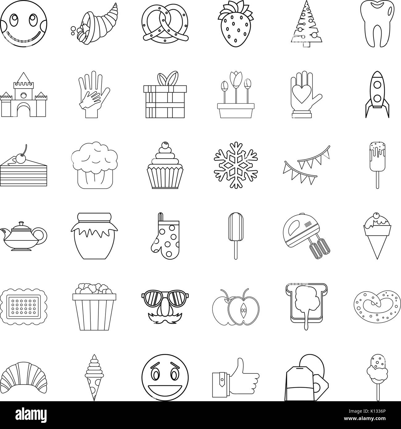 Sweet icons set, outline style Stock Vector Image & Art - Alamy