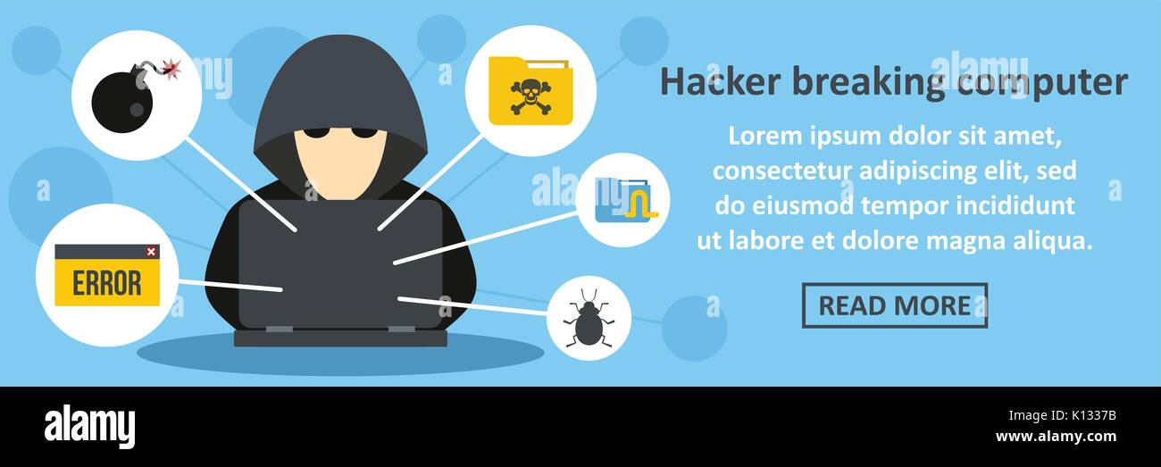 Hacker breaking computer banner horizontal concept Stock Vector Image ...