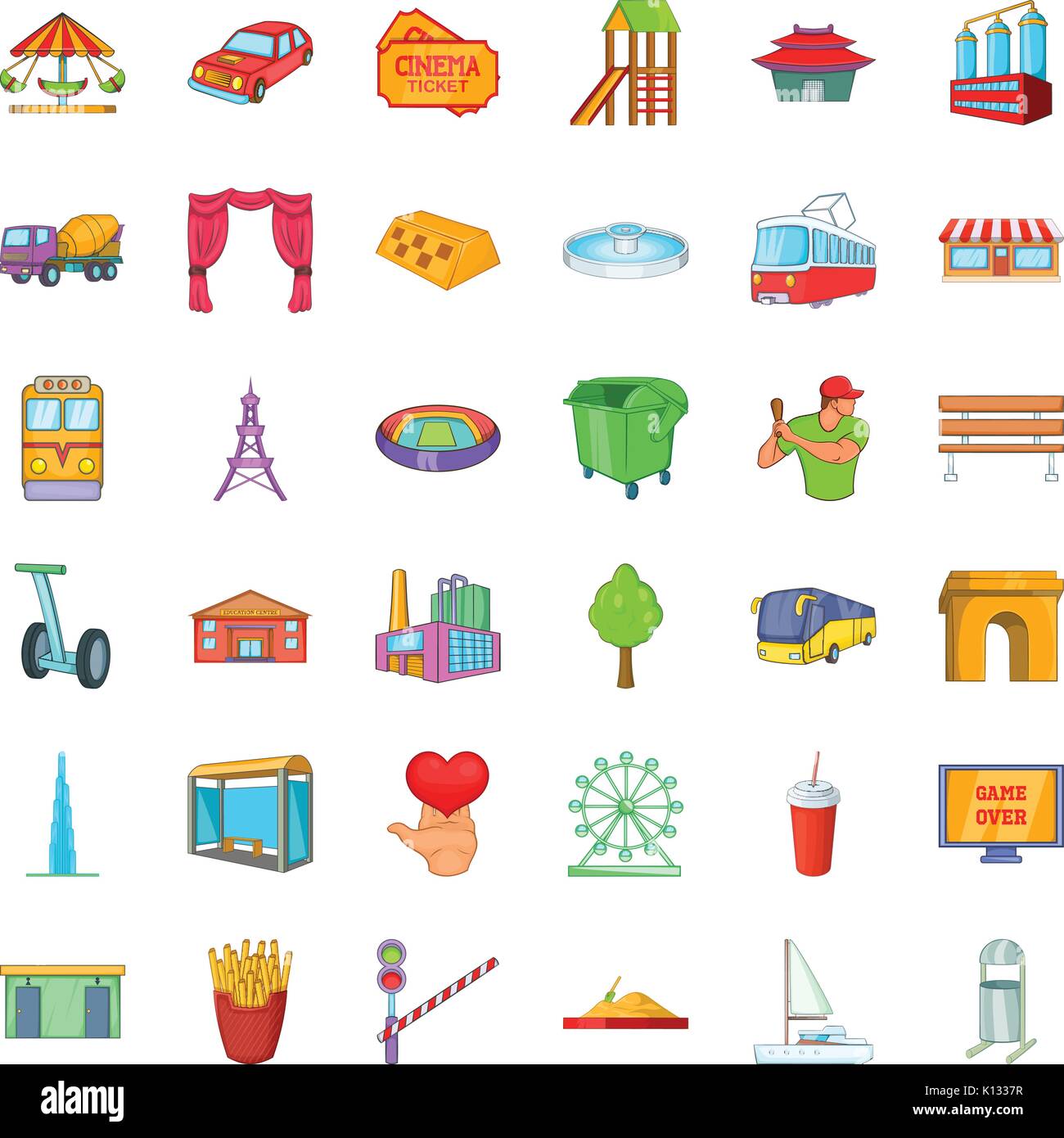Life in town icons set, cartoon style Stock Vector Image & Art - Alamy