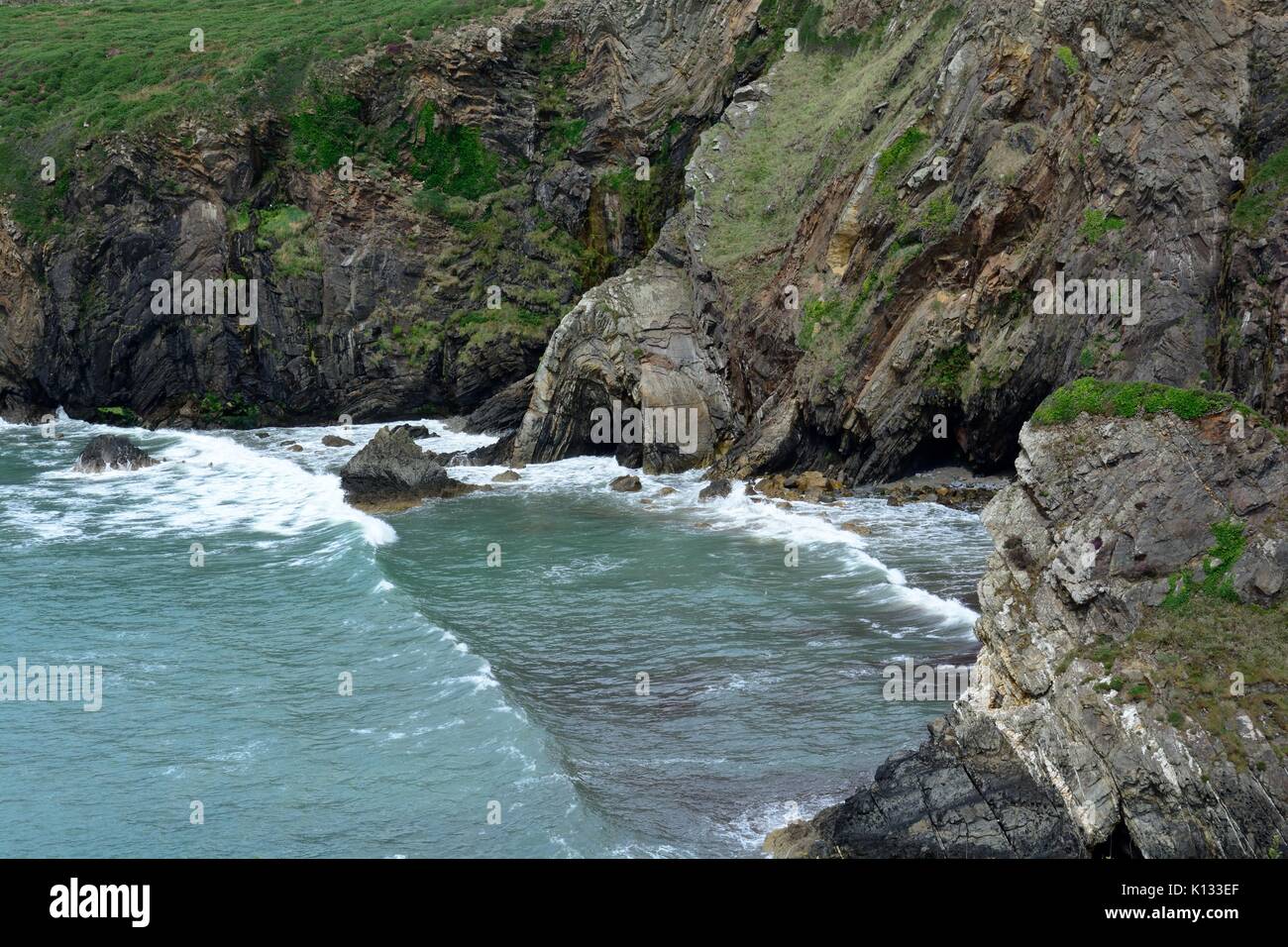 Pwllcrochan rocky bay between Porthgain and Trefin Pembrokeshire Coast ...