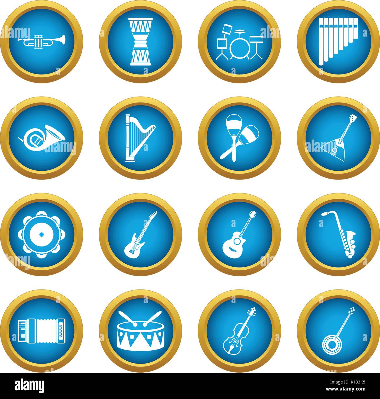 Musical instruments icons blue circle set Stock Vector Image & Art - Alamy