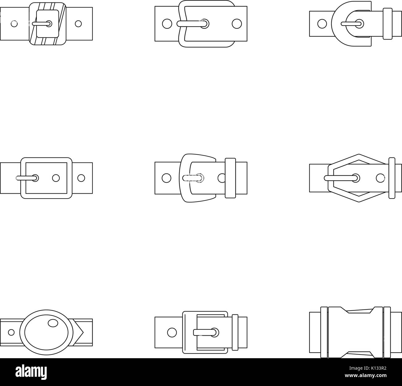Metal belt buckle icon set, outline style Stock Vector Image & Art - Alamy