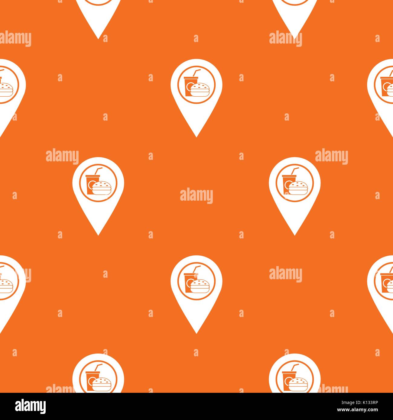Fast food and restaurant map pointer pattern seamless Stock Vector ...